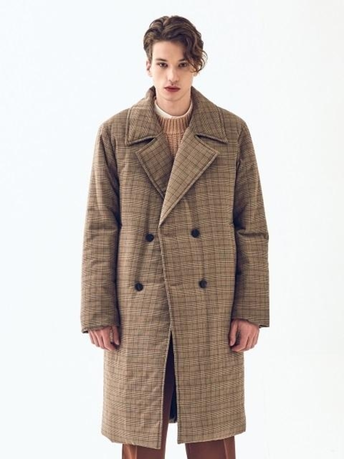 ADD Long Padding Trench Coat - Check | Garmentory