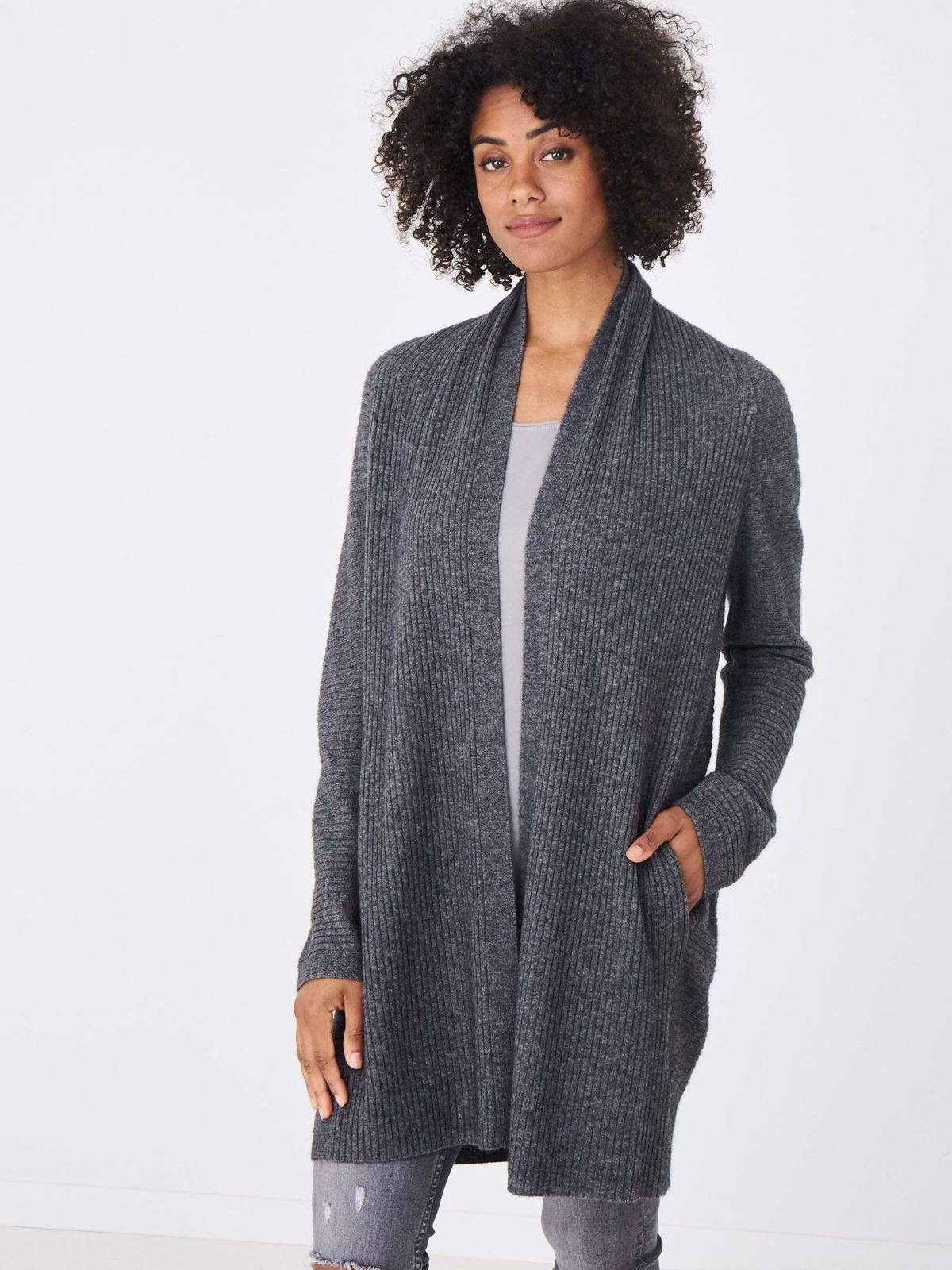 Repeat Cashmere Cardigan Long rib knit - med grey | Garmentory