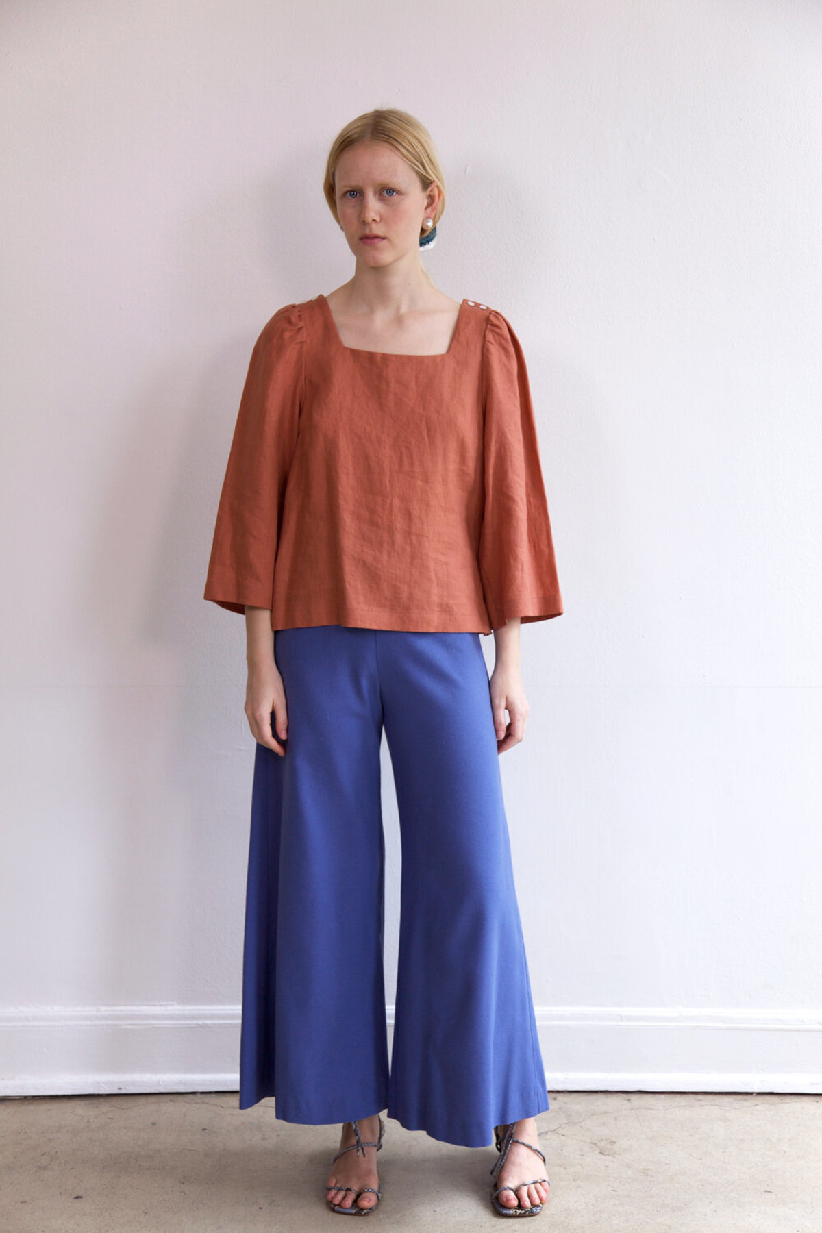 Town Clothes Linen Williams Blouse - Clay | Garmentory