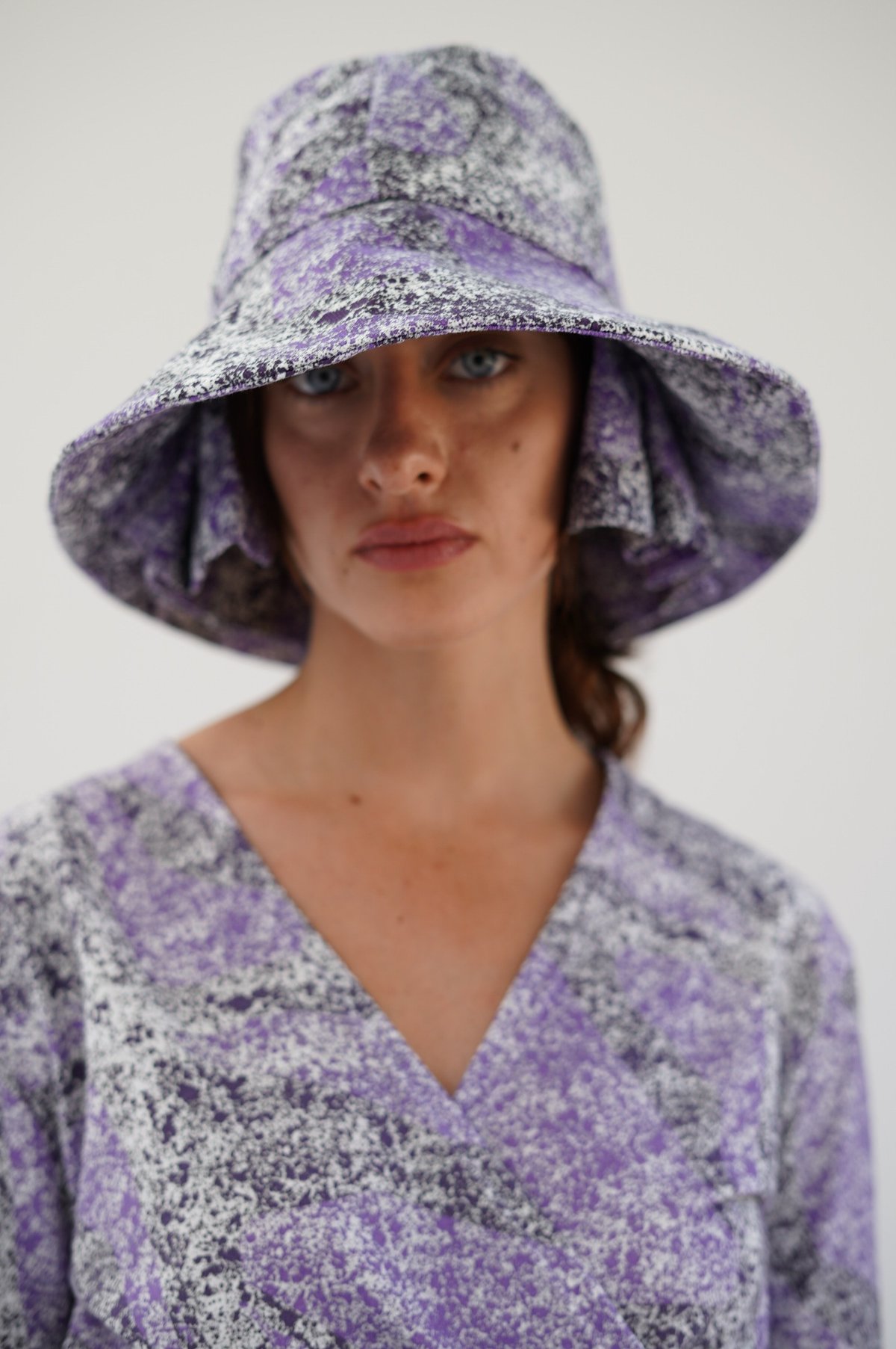 Beklina Layered Pleat Hat - Splatter Purple | Garmentory