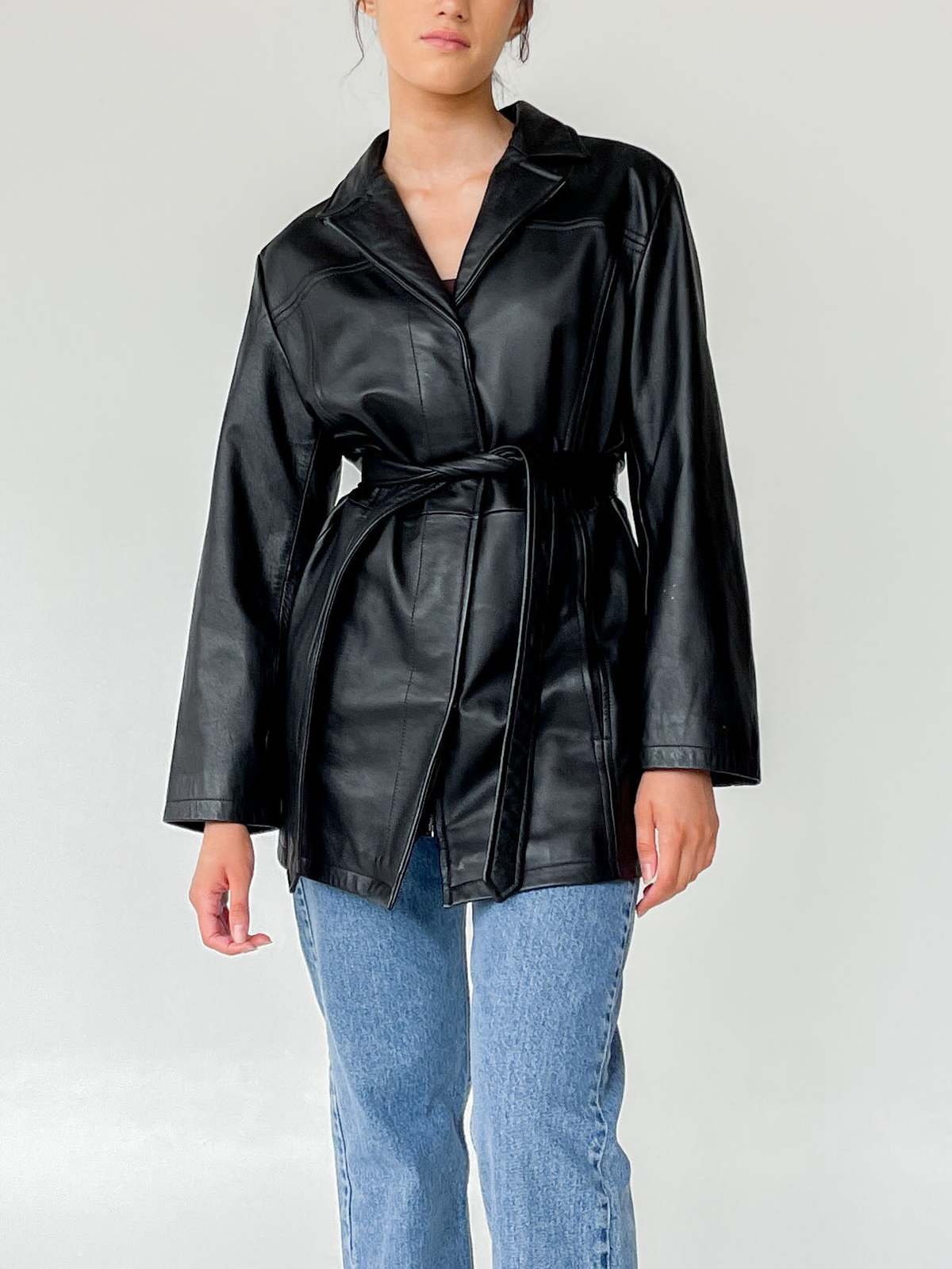 Vintage Leather Wrap Jacket - Black | Garmentory