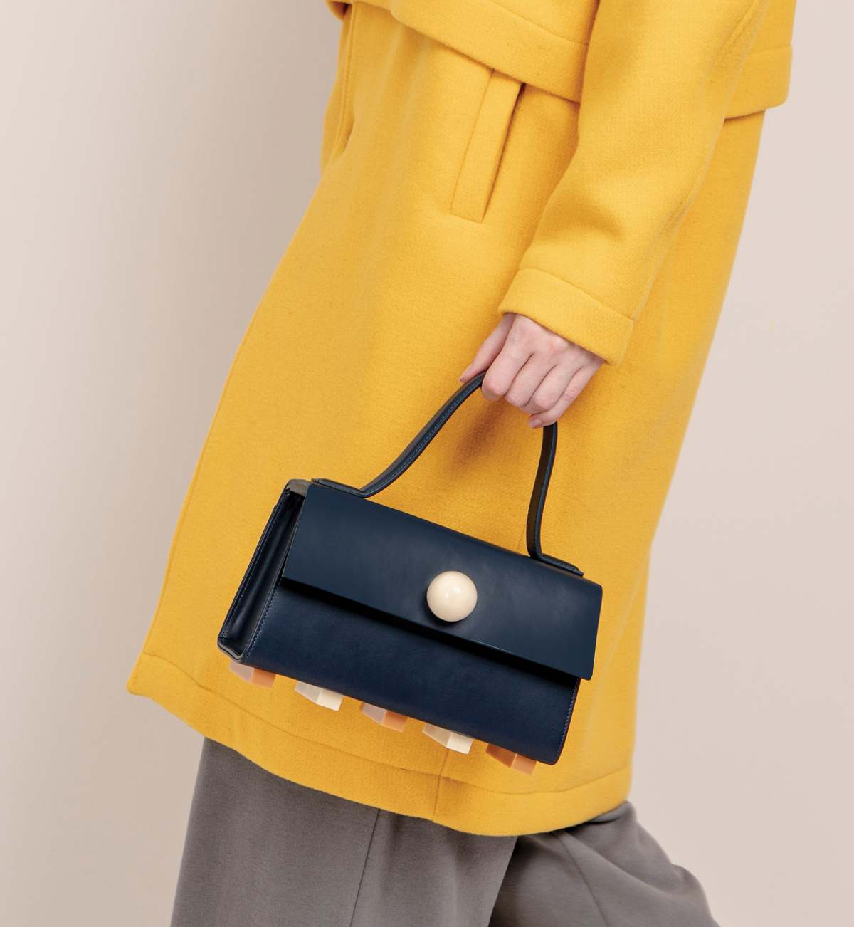 MATTER MATTERS Mini Trapezoid Strap Satchel Bag - Navy | Garmentory