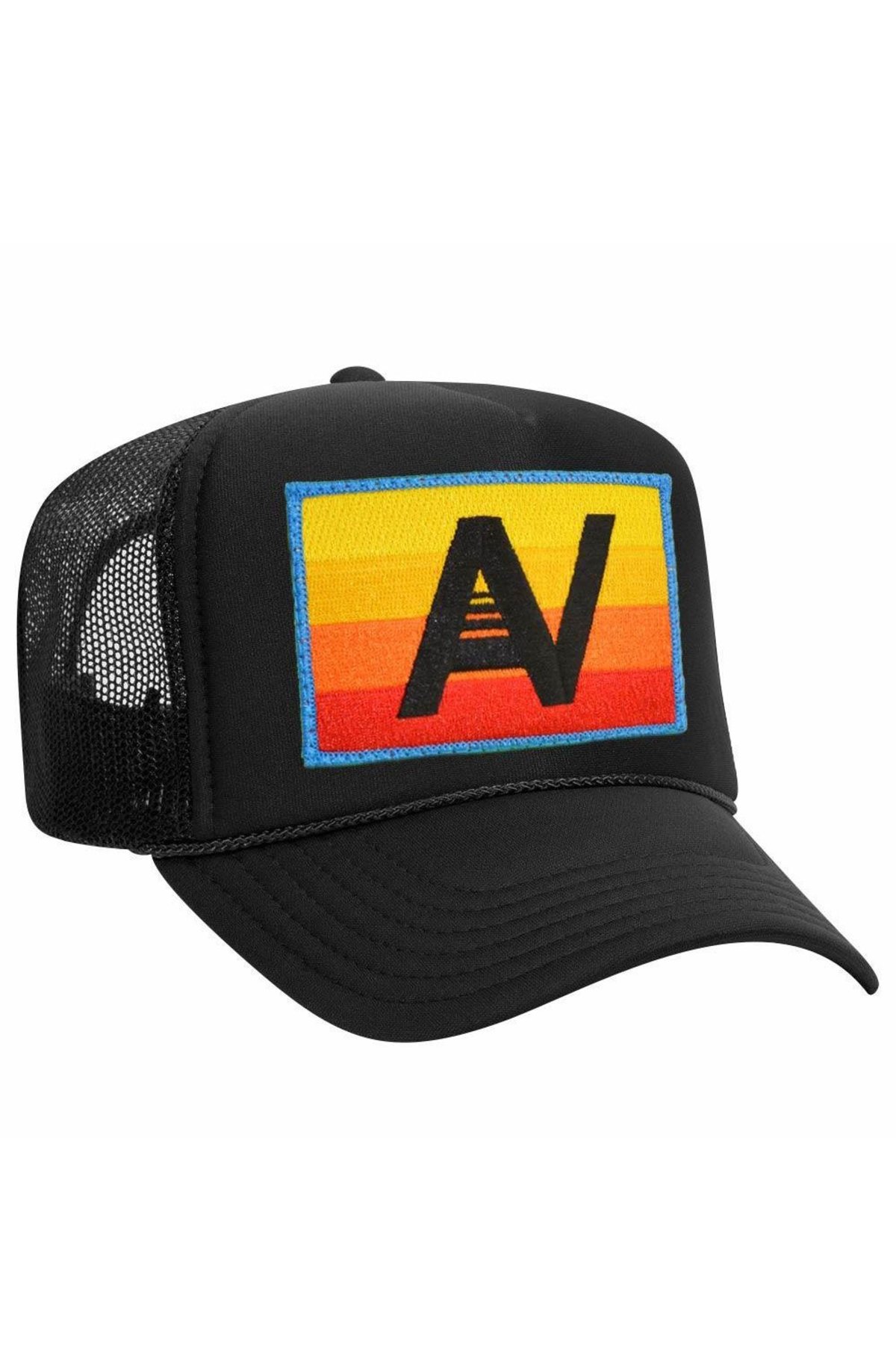 Aviator Nation Logo Rainbow Vintage Trucker Hat - Black | Garmentory