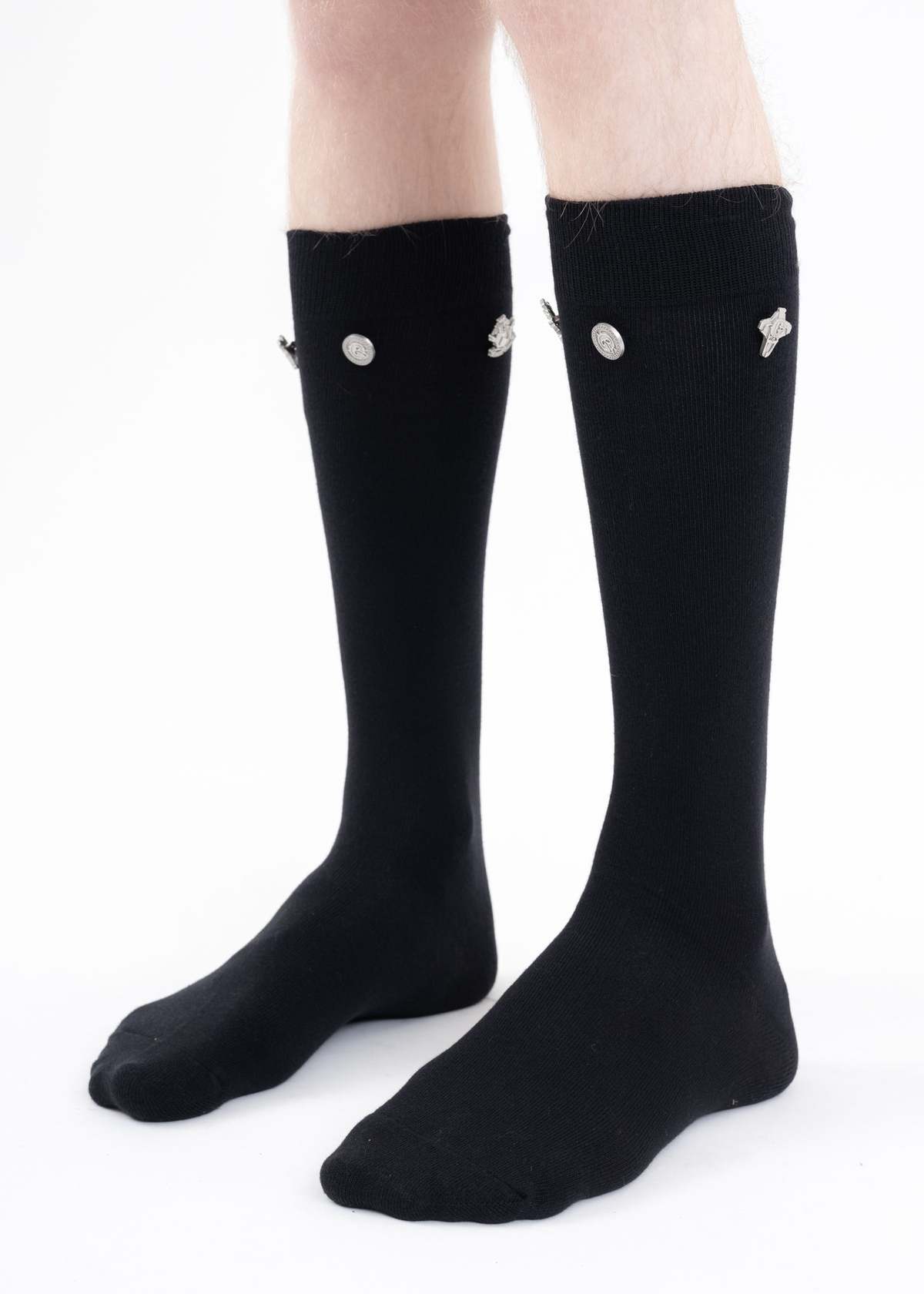C2H4 Emblem Button Socks - Black | Garmentory
