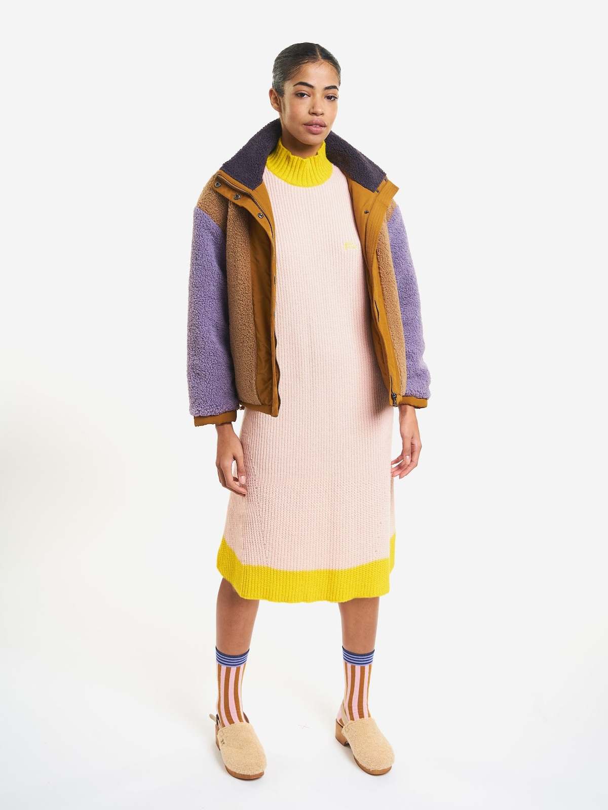 Bobo Choses Colorblocked Padded Shearling Jacket | Garmentory