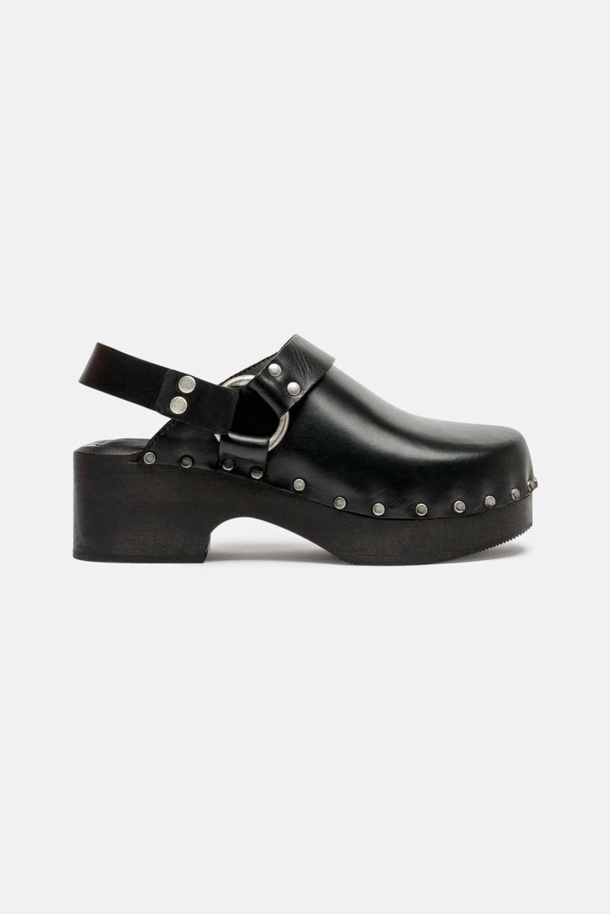 RE/DONE 70s Studded Slingback Clog - Worn Black Leather | Garmentory