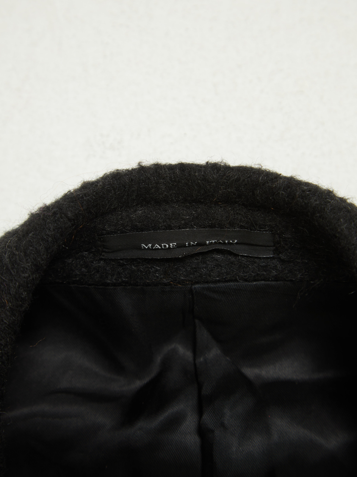 Emporio Armani Fluffy Wool and Mohair Blend Coat - Black | Garmentory