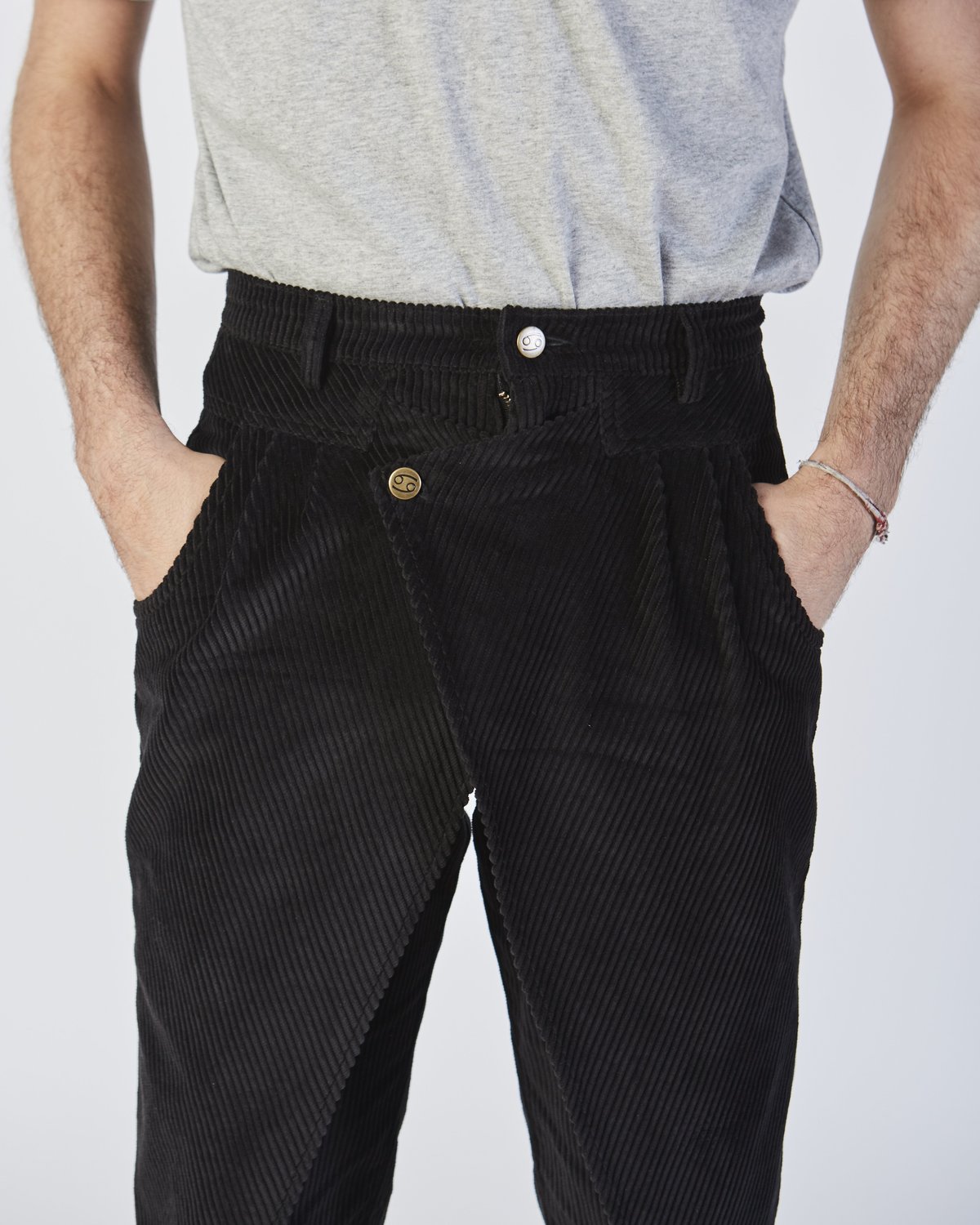 69 Front Flap Pants In Black Corduroy | Garmentory